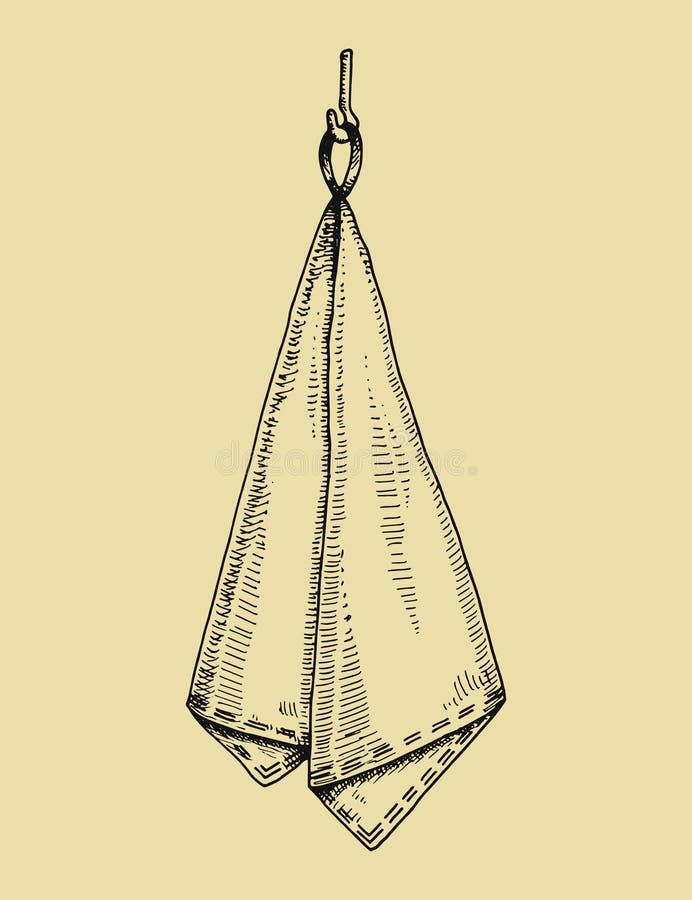 Towel Kitchen Sketch. Hand Drawing Stock Vector - Illustration of bath ...