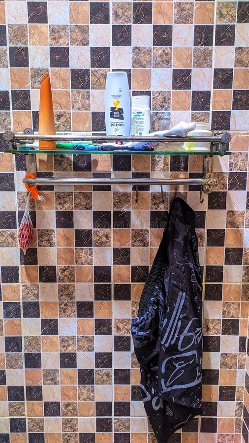 Towel rack in the bathroom stock photo. Image of hygiene - 344288650