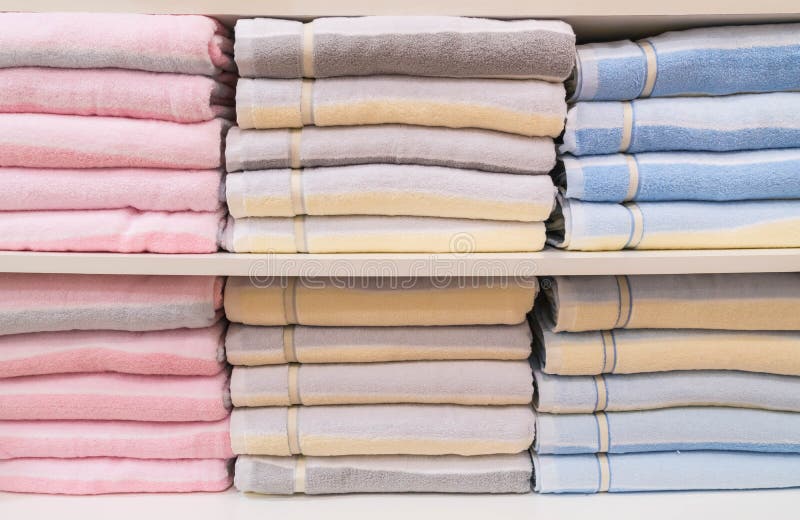 Towel stack on shelf stock photo. Image of bath, care - 94286704