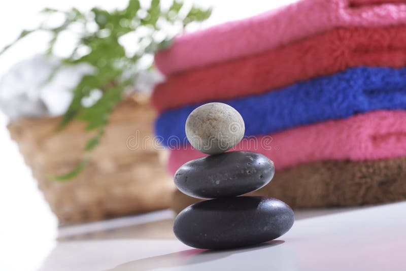 Towel and stone set up stock image. Image of aromatic - 50073731