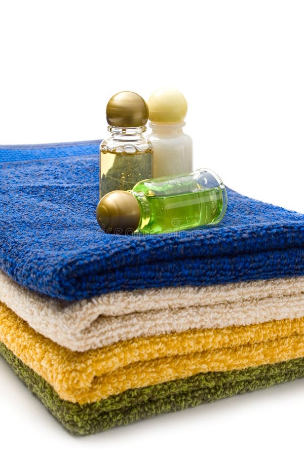 Towels and shampoo stock image. Image of material, fibre - 22638503