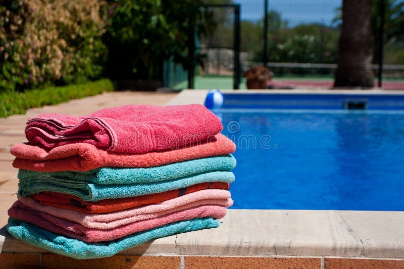 Towels beside a Swimming Pool Stock Image - Image of accommodation ...