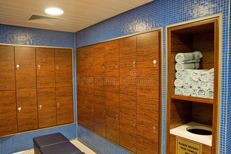 Towels and Wood Lockers in a Spa. Stock Photo - Image of locker, towels ...