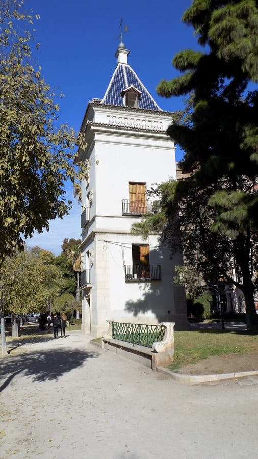 Tower in the Alameda- Valencia Stock Image - Image of gardens, alameda ...
