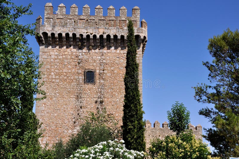 Tower of Alarcon Castle in Spain Stock Photo - Image of field ...