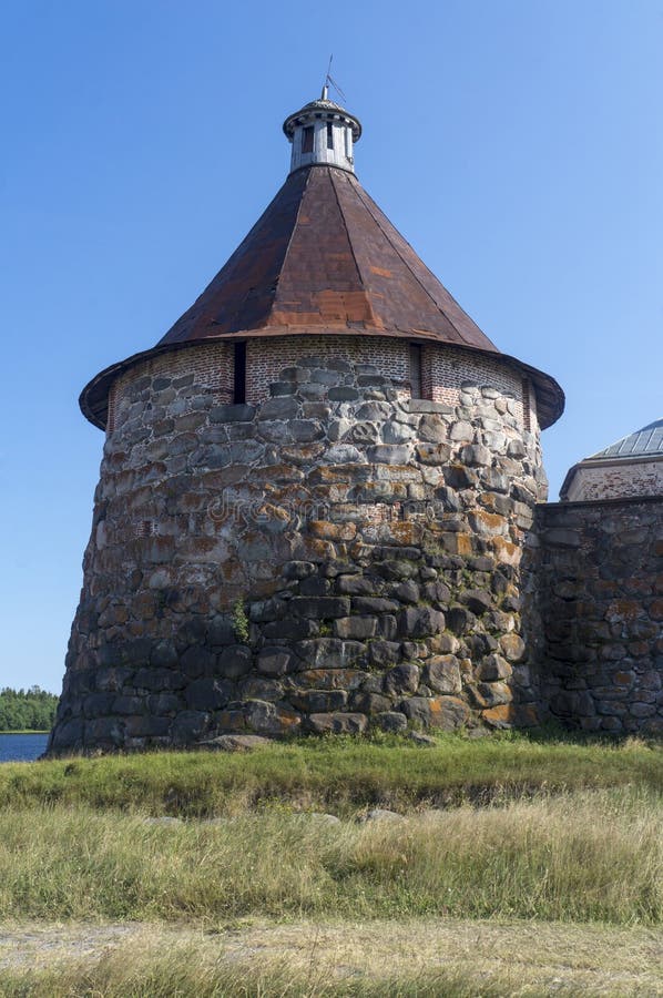 The Tower of an Ancient Fortress. Solovetsky Monastery Stock Photo ...