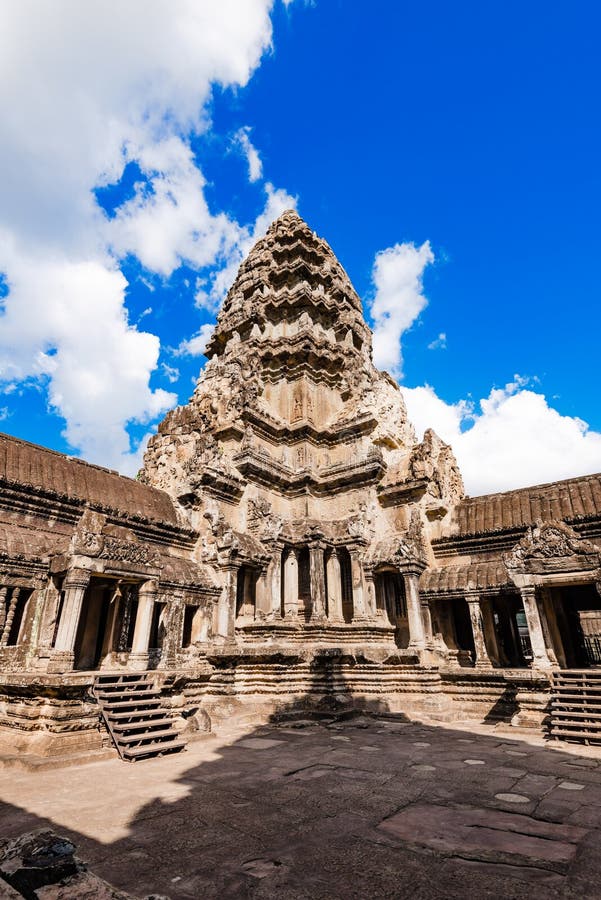 Tower of Angkor Wat stock image. Image of historical - 55125149