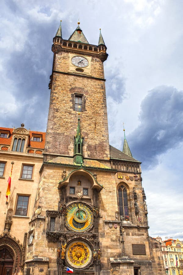 Tower with Astronomical Clock in Prague Stock Image - Image of monument ...