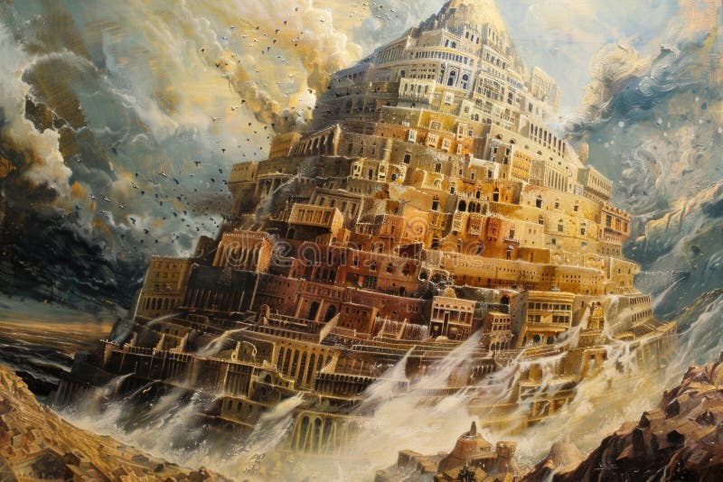 The Tower of Babel art stock illustration. Illustration of culture ...