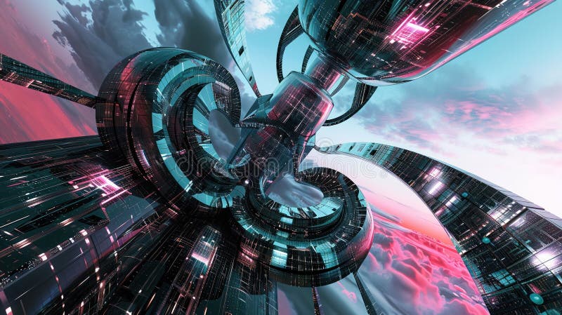 The Tower of Babel with Digital Architecture Futuristic Elements Stock ...