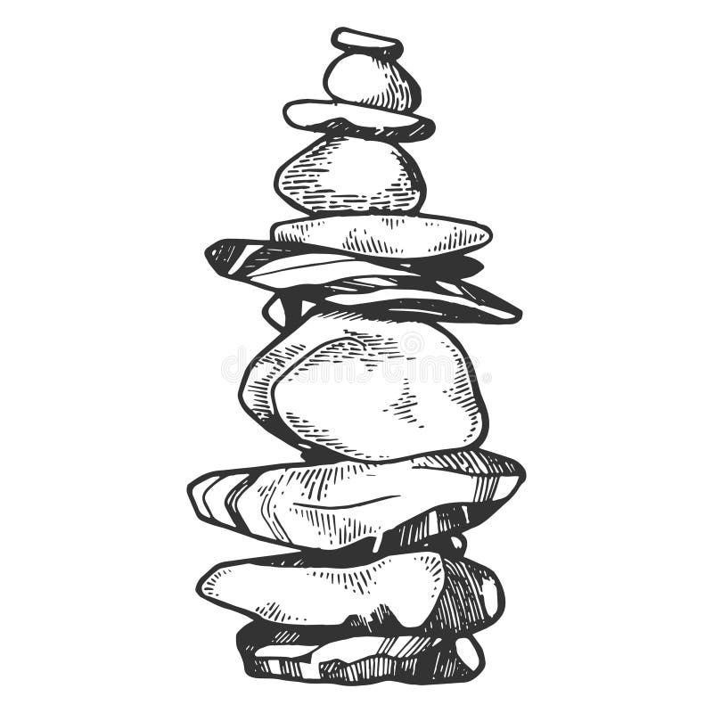 Tower of Balancing Stones Engraving Vector Stock Vector - Illustration ...