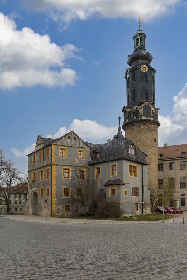 Tower and Bastille, Oldest Part of City Castle at Weimar, Germany Stock ...