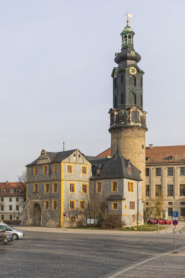 Tower and Bastille, Oldest Part of City Castle at Weimar, Germany Stock ...