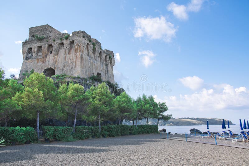 Tower on the beach stock photo. Image of italy, tourism - 192130928