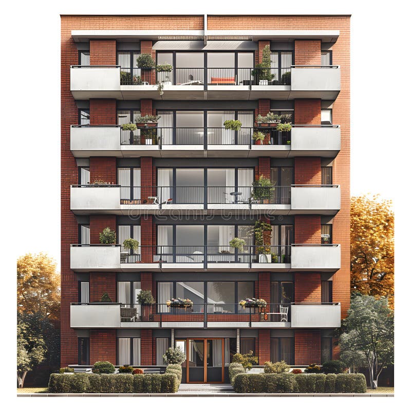 Modern Urban Design Tower Block with Numerous Windows and Balconies ...