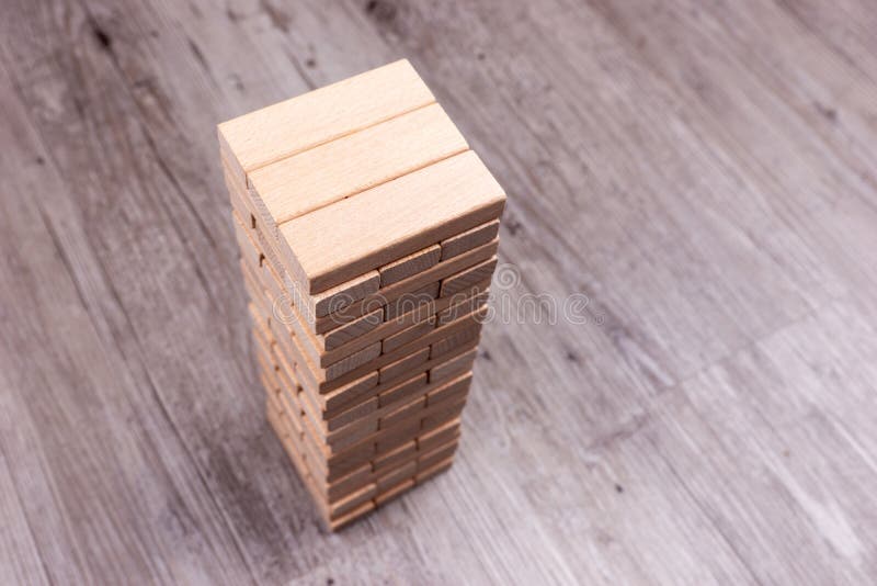 Tower of Blocks Made of Wooden Bricks Stock Image - Image of element ...