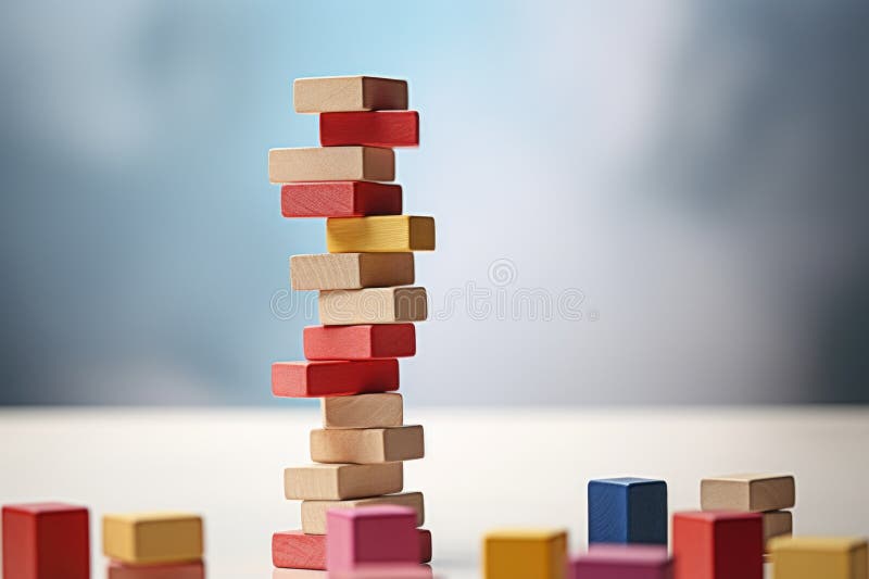 A Tower of Blocks Teetering on the Edge Stock Photo - Image of ...