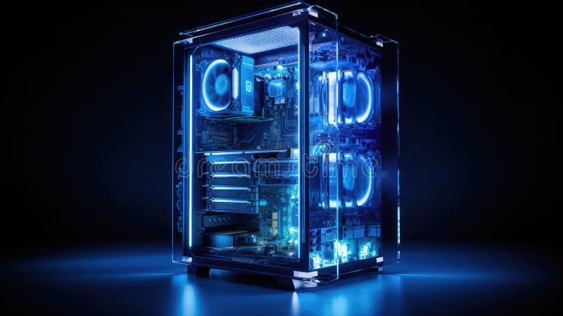 Tower blue computer stock illustration. Illustration of components ...