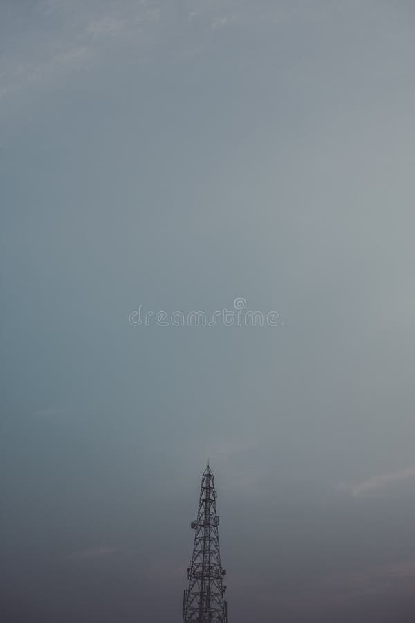 Tower in the Blue Sky - Minimalist Theme Concept - Empty Copy Space ...