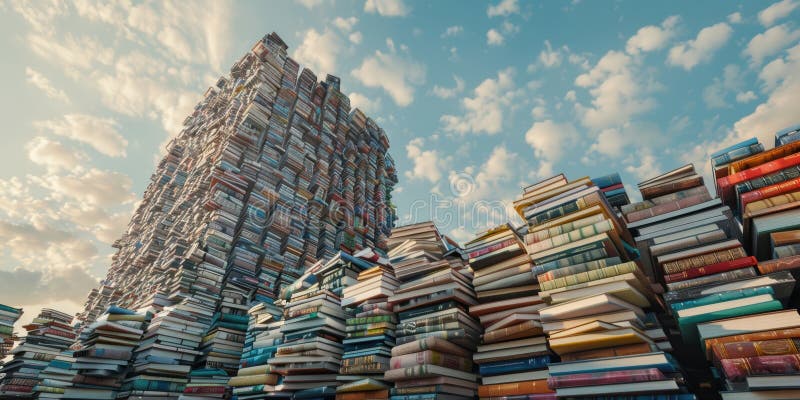 Tower of Books: a Symbol of Knowledge and Imagination. Created by ...