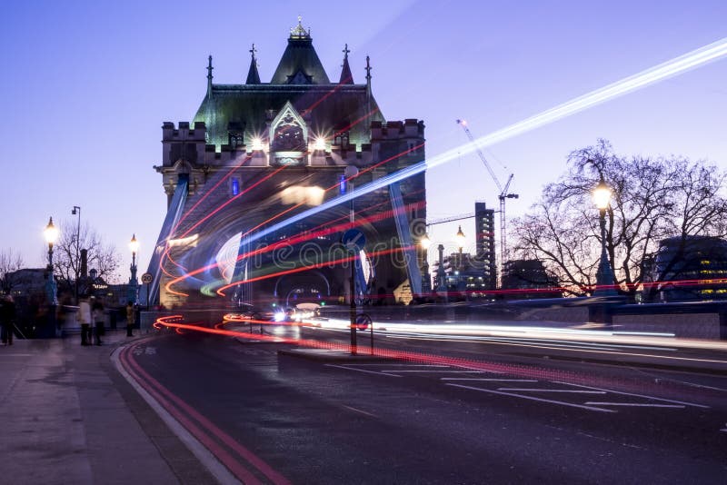Tower Brdige, London Light Trails Stock Photo - Image of britain ...