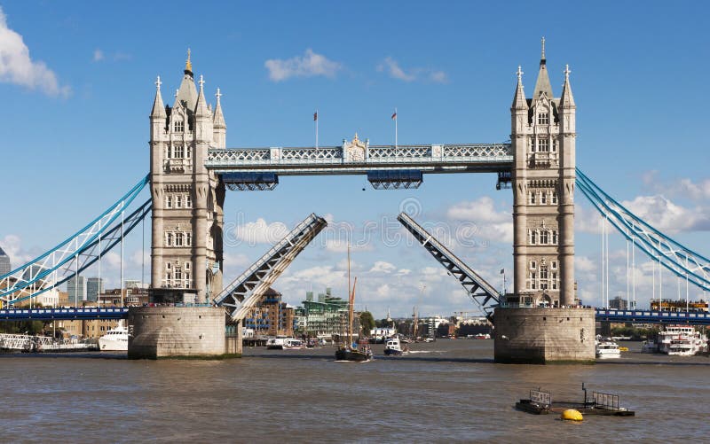 Tower Bridge stock photo. Image of river, boat, raised - 16898028