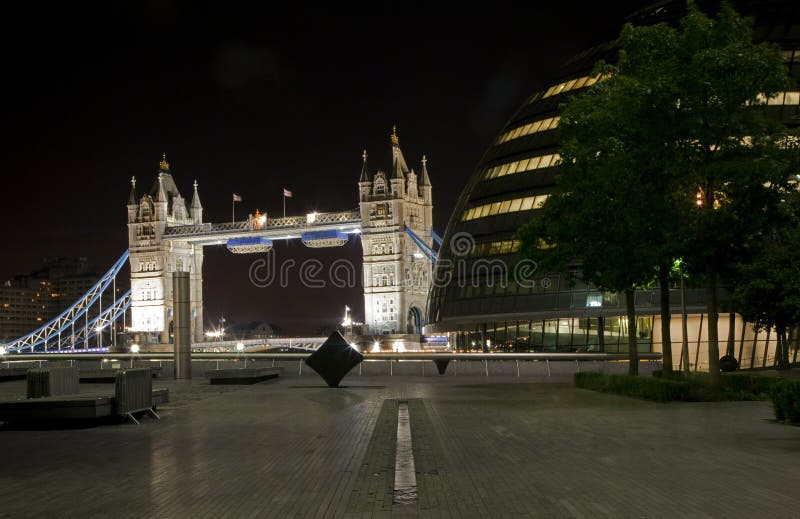 Tower Bridge and County Hall at Night Stock Photo - Image of ...