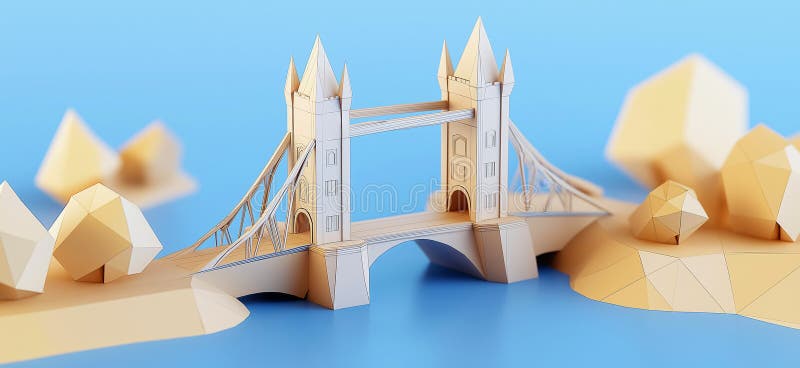 Tower Bridge. 3D Rendering of Tower Bridge in London Simple Low Poly ...