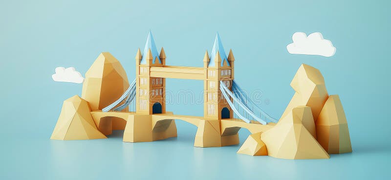 Tower Bridge. 3D Rendering of Tower Bridge in London Simple Low Poly ...