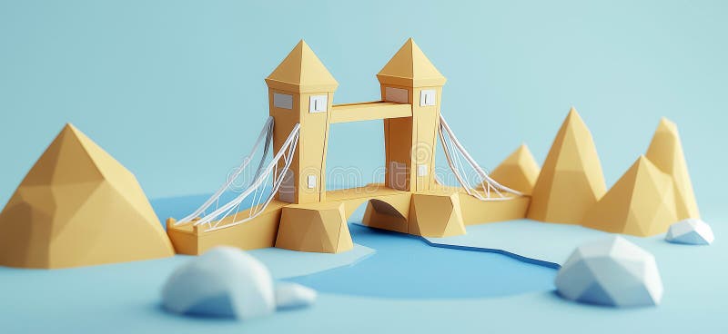 Tower Bridge. 3D Rendering of Tower Bridge in London Simple Low Poly ...