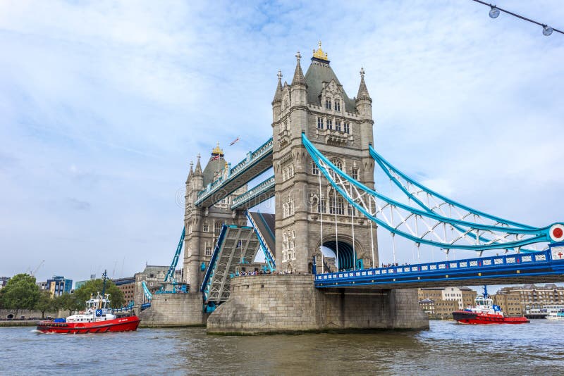 Tower Bridge with Draw Bridge Open Editorial Photography - Image of ...