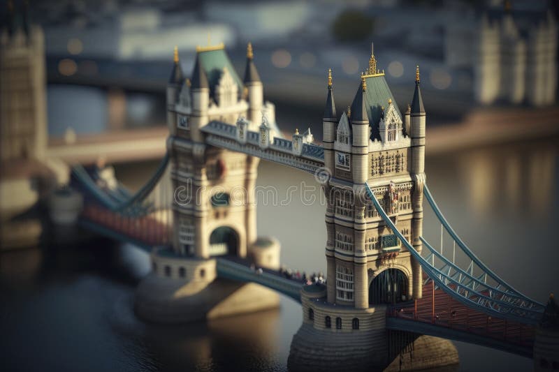 The Tower Bridge in England: a Miniature View for Your Designs. Stock Illustration ...