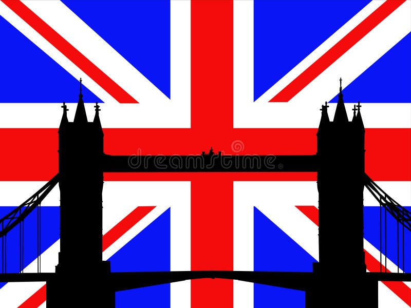 Tower bridge with flag stock vector. Illustration of british - 2930453