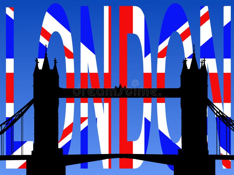 Tower Bridge with Flag Text Stock Vector - Illustration of ancient ...