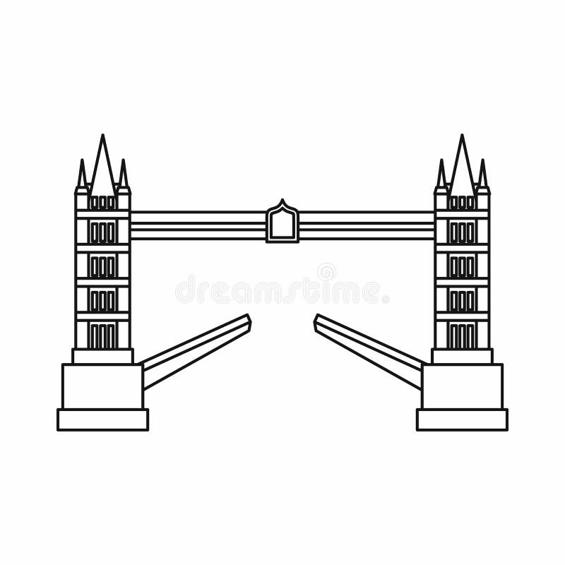 Tower Bridge Icon, Simple Black Style Stock Vector - Illustration of ...