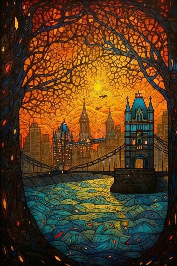 The Tower Bridge London Beautiful Art Work Generative AI Stock ...