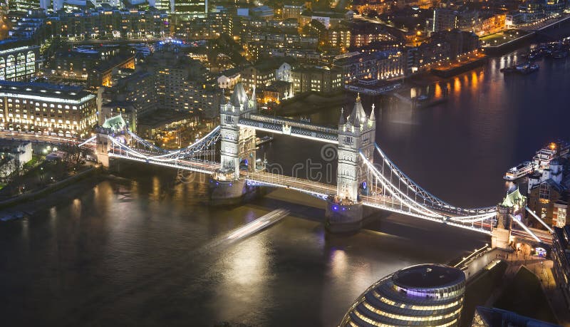 Tower Bridge in London City. Night Scene Stock Photo - Image of ...