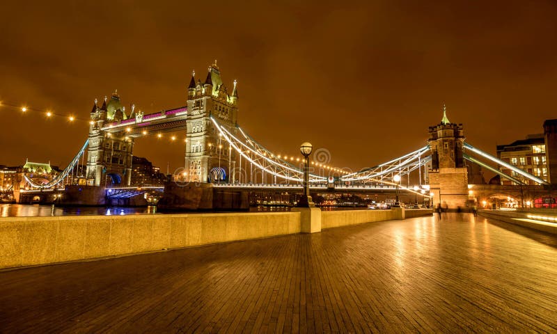 Tower Bridge in London at Night, UK Stock Photo - Image of cityscape ...