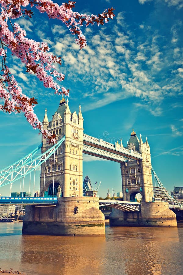 Tower Bridge in London at Spring Stock Photo - Image of attraction ...