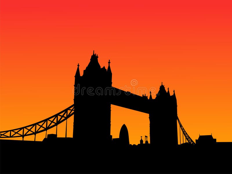Tower Bridge London at Sunset Stock Vector - Illustration of dusk ...