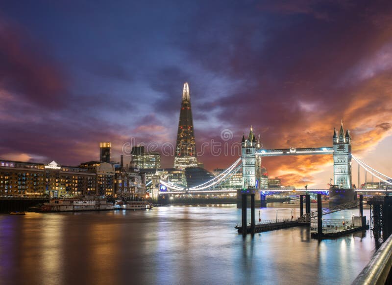 Tower Bridge in London, UK at Sunset Stock Photo - Image of river ...
