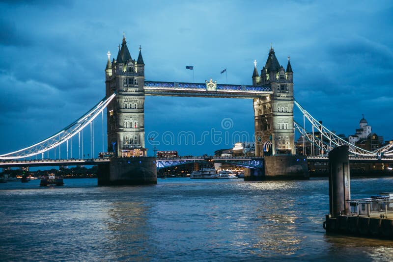 Tower Bridge in London, UK Under the Clouded Sky Editorial Stock Photo ...