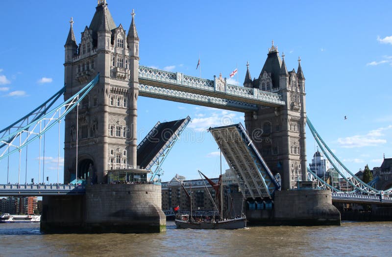 Tower Bridge Open, Over River Thames, London Editorial Stock Image ...