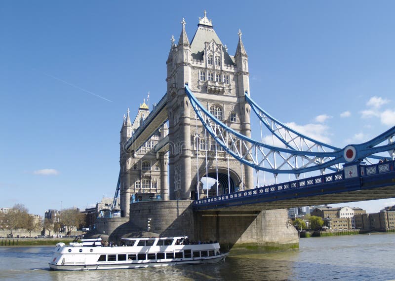 Tower Bridge with Passing Boat Stock Image - Image of england, bridge ...