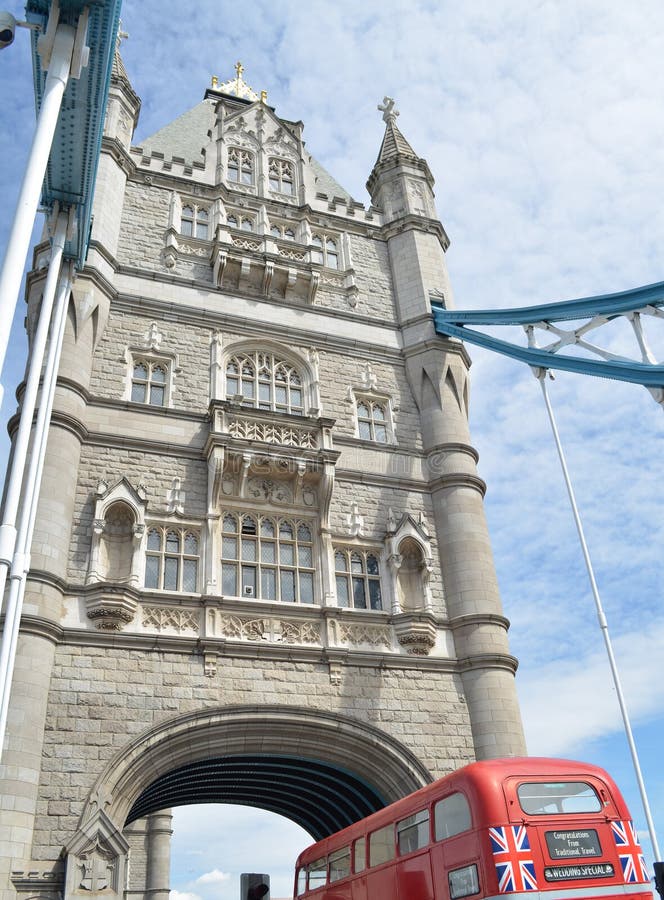 Tower Bridge and Red Bus in London Stock Photo - Image of blurry ...