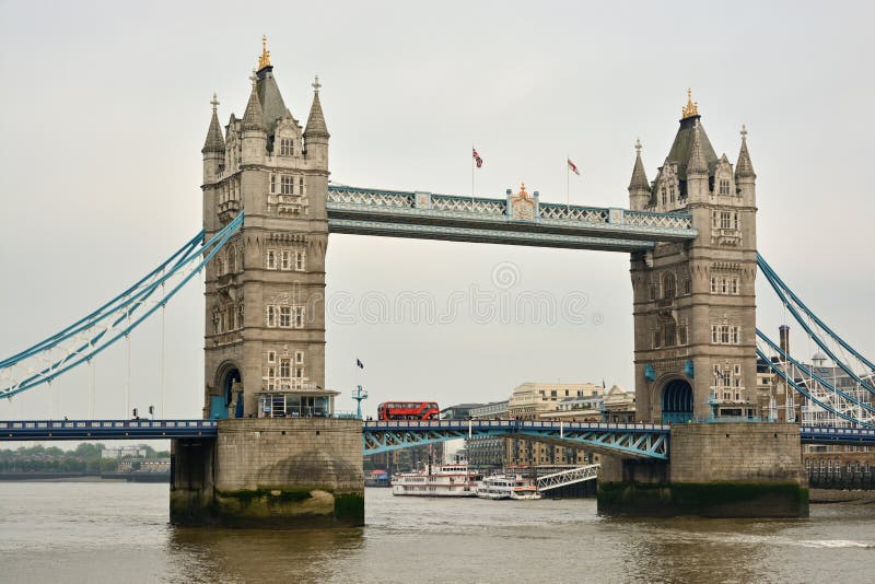Tower Bridge with Red Doubledecker Bus Editorial Photo - Image of ...