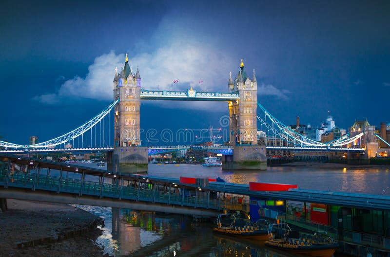 Tower Bridge on the River Thames. Night View Editorial Stock Image ...
