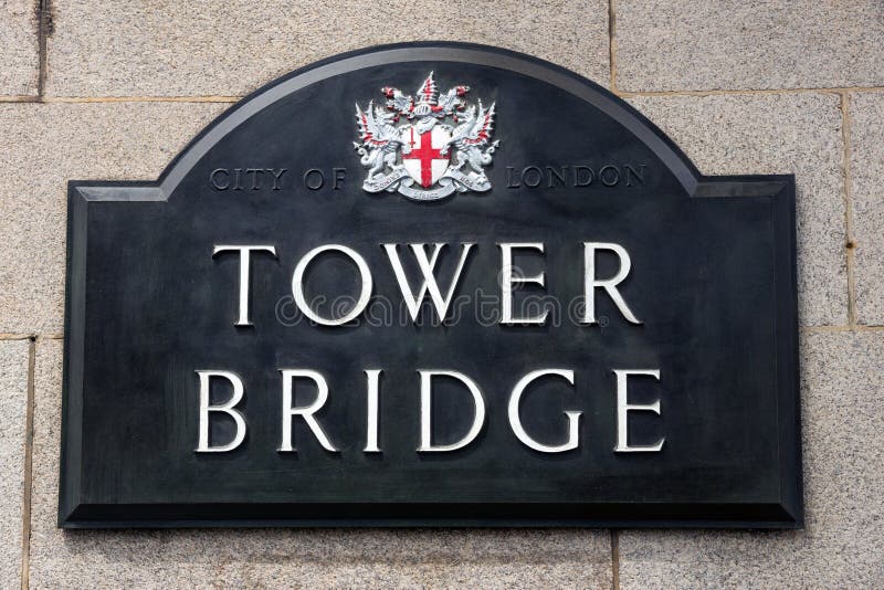 Tower bridge sign stock image. Image of sign, britain - 58071169
