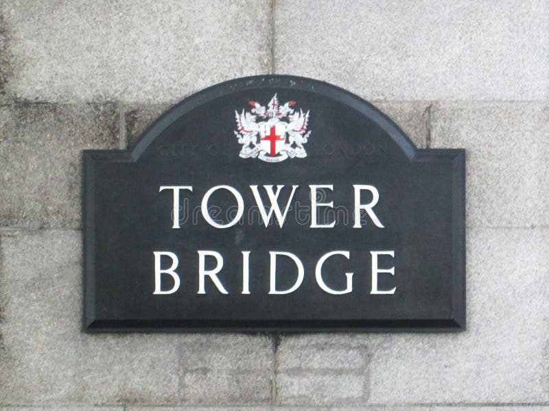 Tower Bridge sign editorial stock photo. Image of blue - 212545968