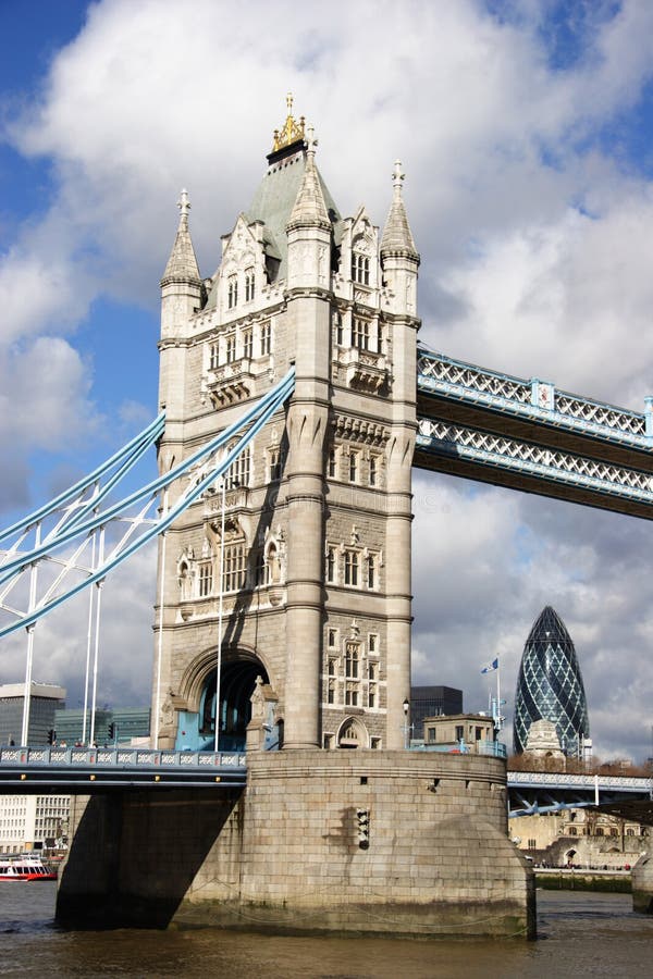 Tower Bridge with Skyline Behind Stock Image - Image of great, road ...